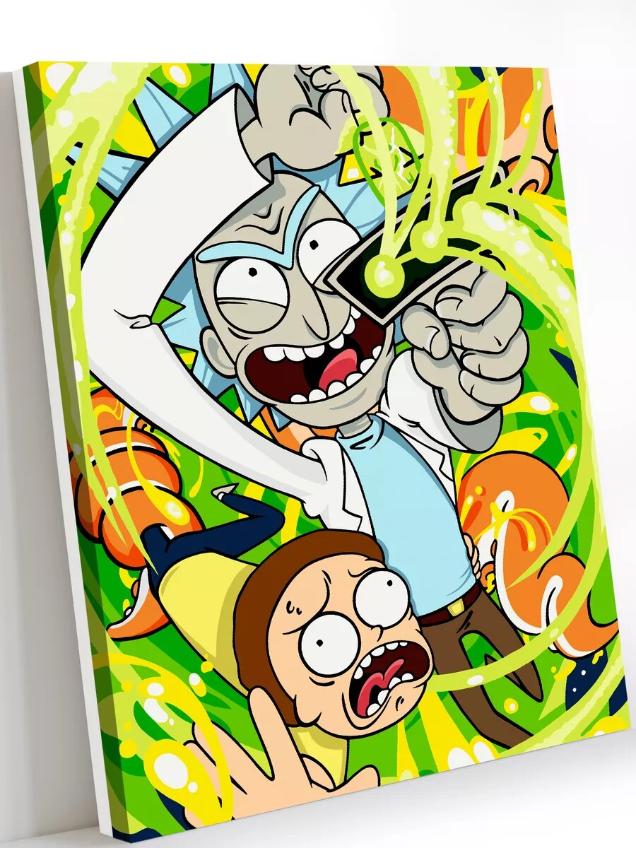 Картина по номерам на холсте с подрамником 40х50 см Рик и Морти
