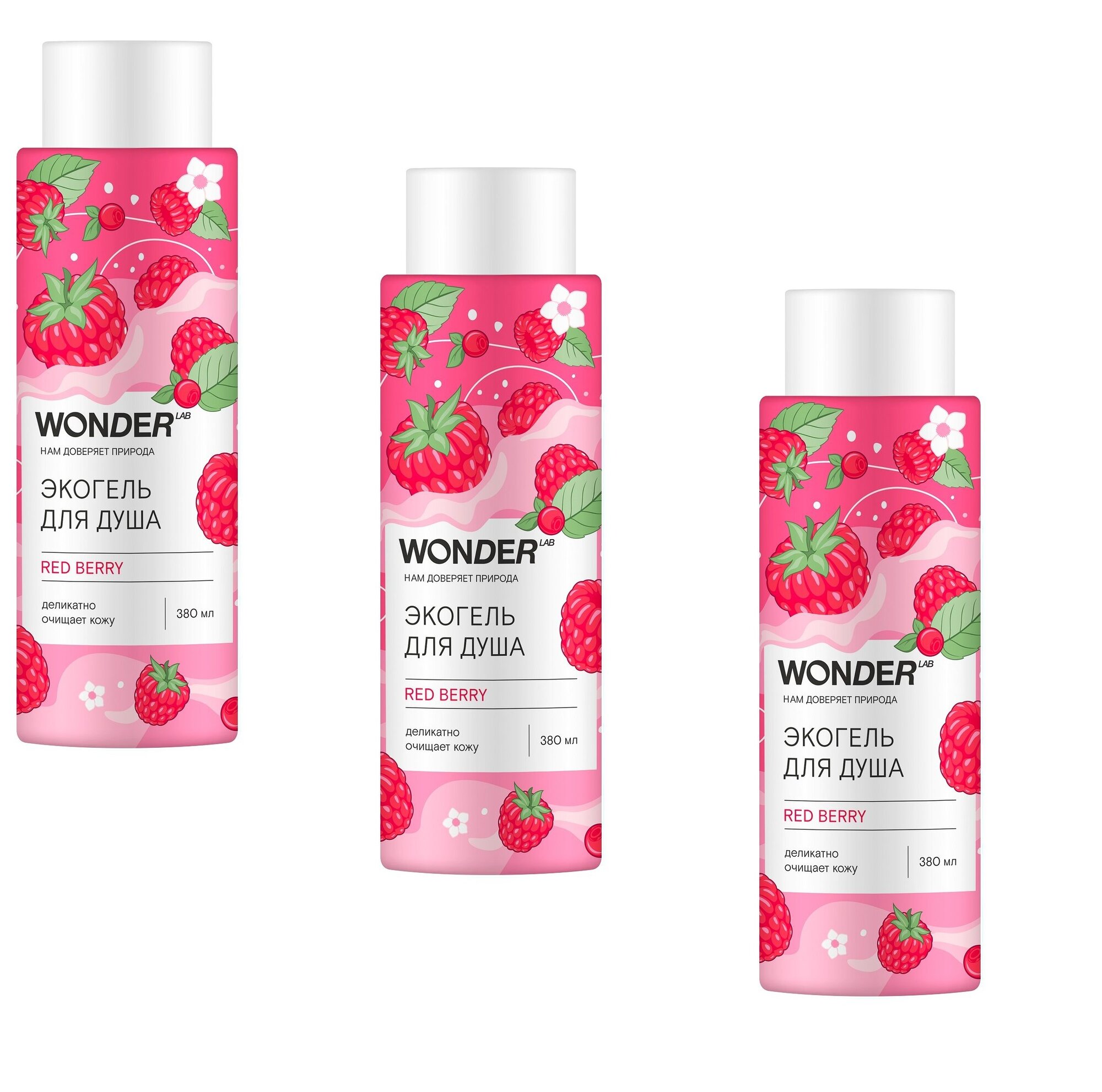 Экогель Wonder Lab для душа red berry 0,38 л 3шт