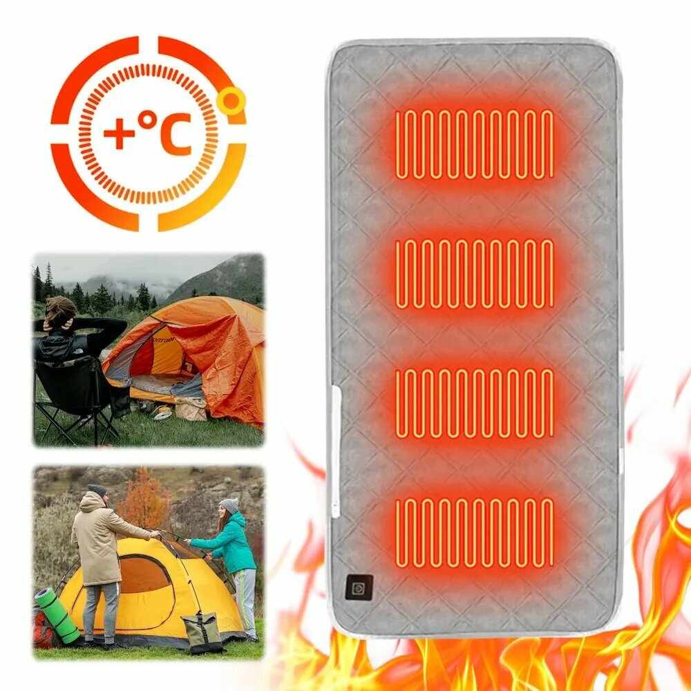 Согревающий коврик с USB питанием, 4 зоны, 45x90 см, серый