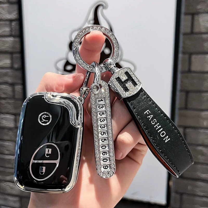 BYD Умный ключ-браслет с 3-кнопочным управлением, одинарная оболочка черного цвета, черный кожаный браслет с кристаллом