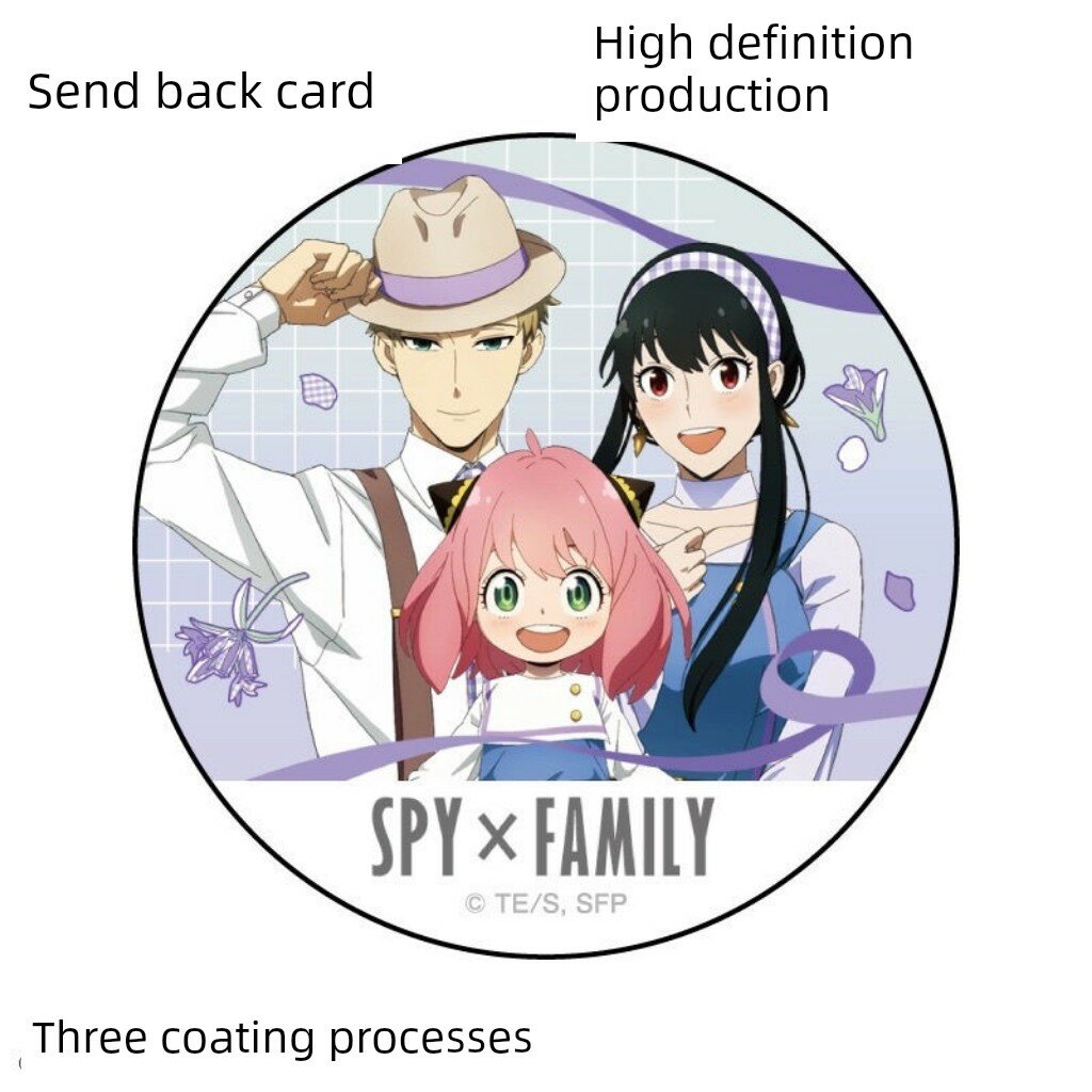 Мерч по аниме Spy x Family: значки и подарки с Аней, Лойдом, Йором. Стиль Семнадцать_58-мм лазерная пленка