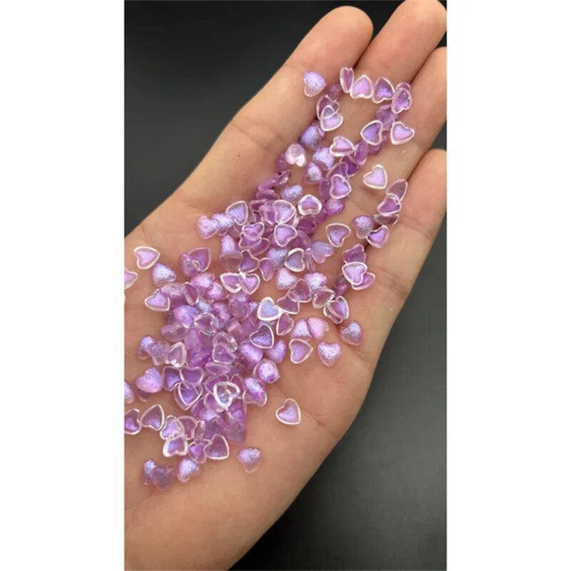 Стразы для ногтей 3D сердечки 50 шт 50PCS Purple