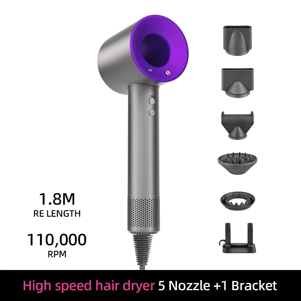 Беспроводной фен для волос Dyson Supersonic UK, Purple 5 nozzle