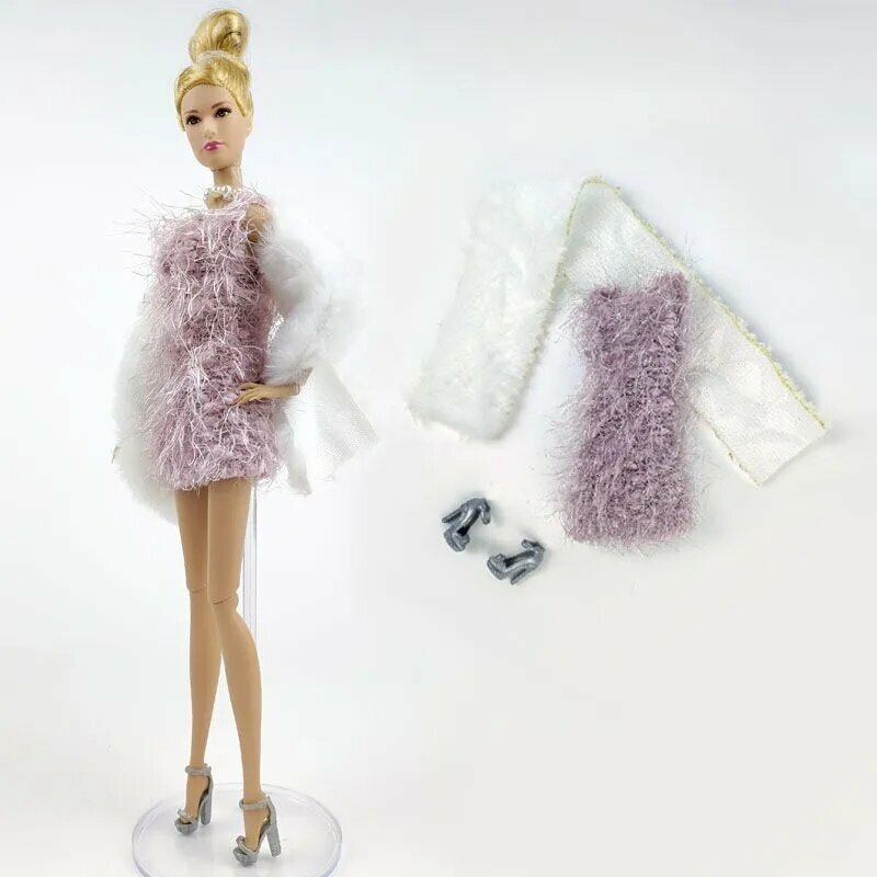 Розовое платье и шарф Cameo для куклы Barbie комплект одежды