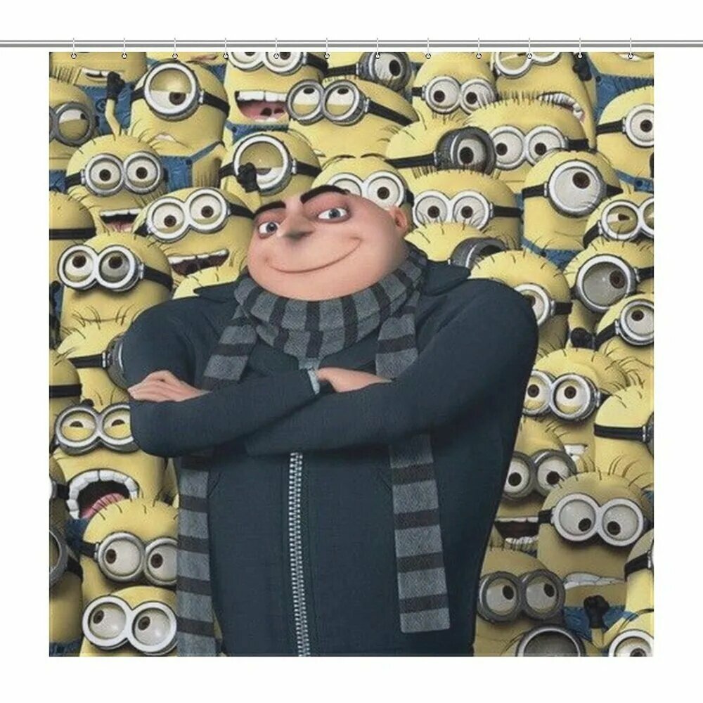 Minions Штора для ванной высота 180 см, ширина 180 см.