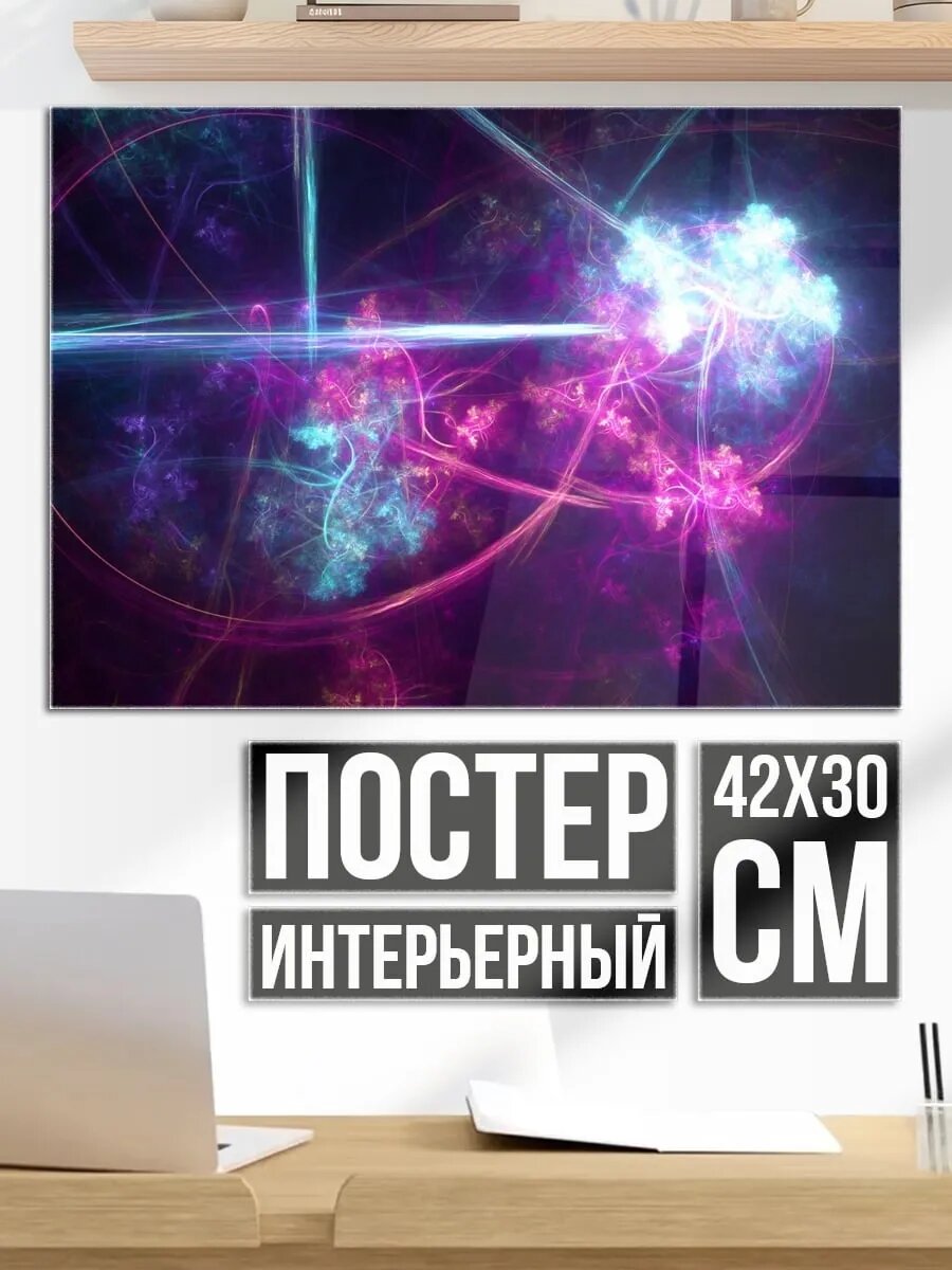 Плакат постер Неоновые узоры