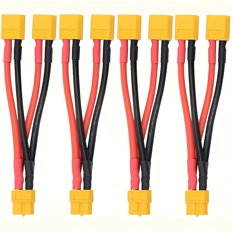 Разветвитель XT60 папа-мама 14AWG, Y-образный кабель-переходник для аккумуляторов и моторов, 4 шт.