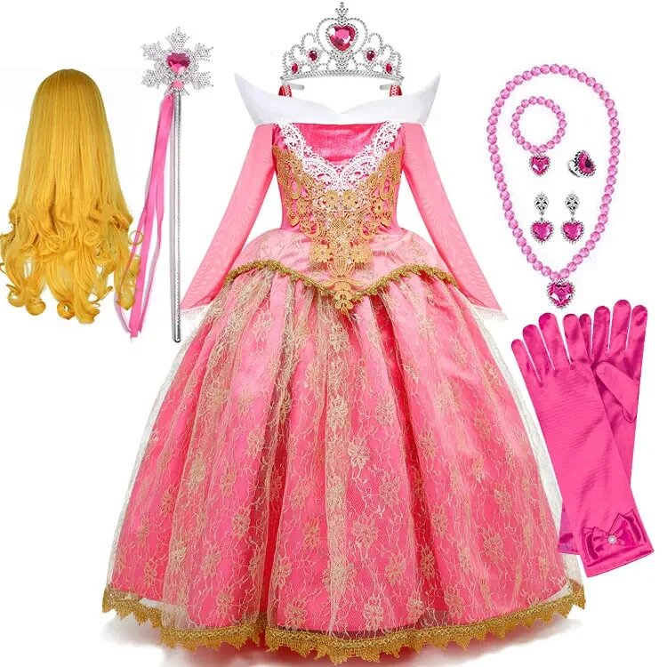 Платье принцессы Disney 3T(110), Розовый, Золотой