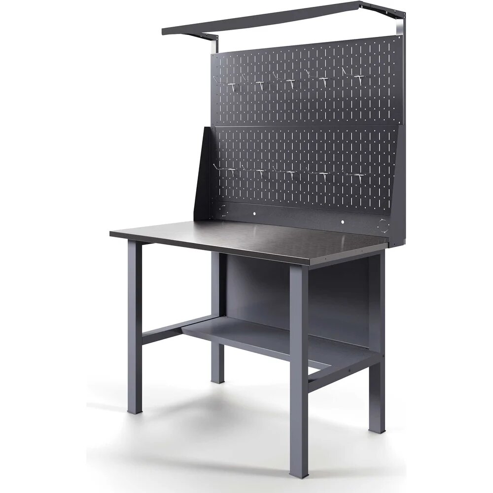 Верстак-стол GREENBERG без тумб с перфопанелью двойной 1200мм VERSTAK_T0_P2_1200