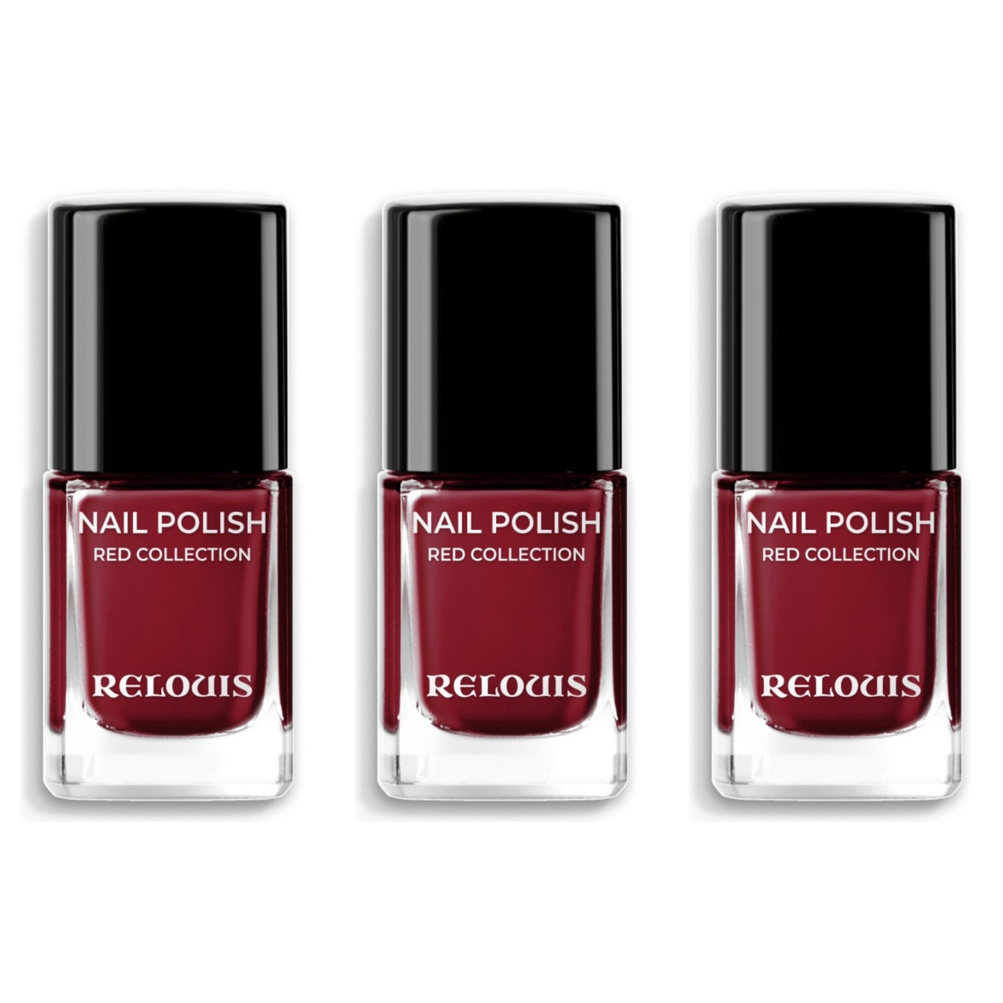 Лак для ногтей Relouis, Red Collection, с гелевым эффектом, тон 05 Midnight Walk, 8 мл, 3 шт