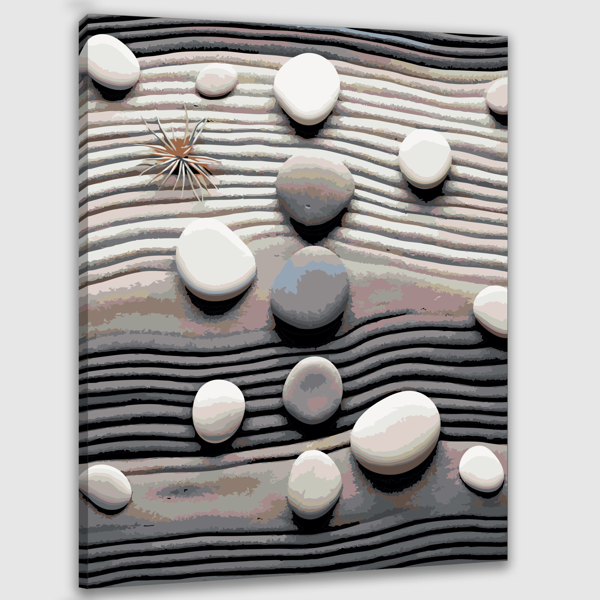 Картина по номерам 40x50 см, фотография, сад камней, стиль дзен, галька, грабли, простота, минимализм, спокойствие