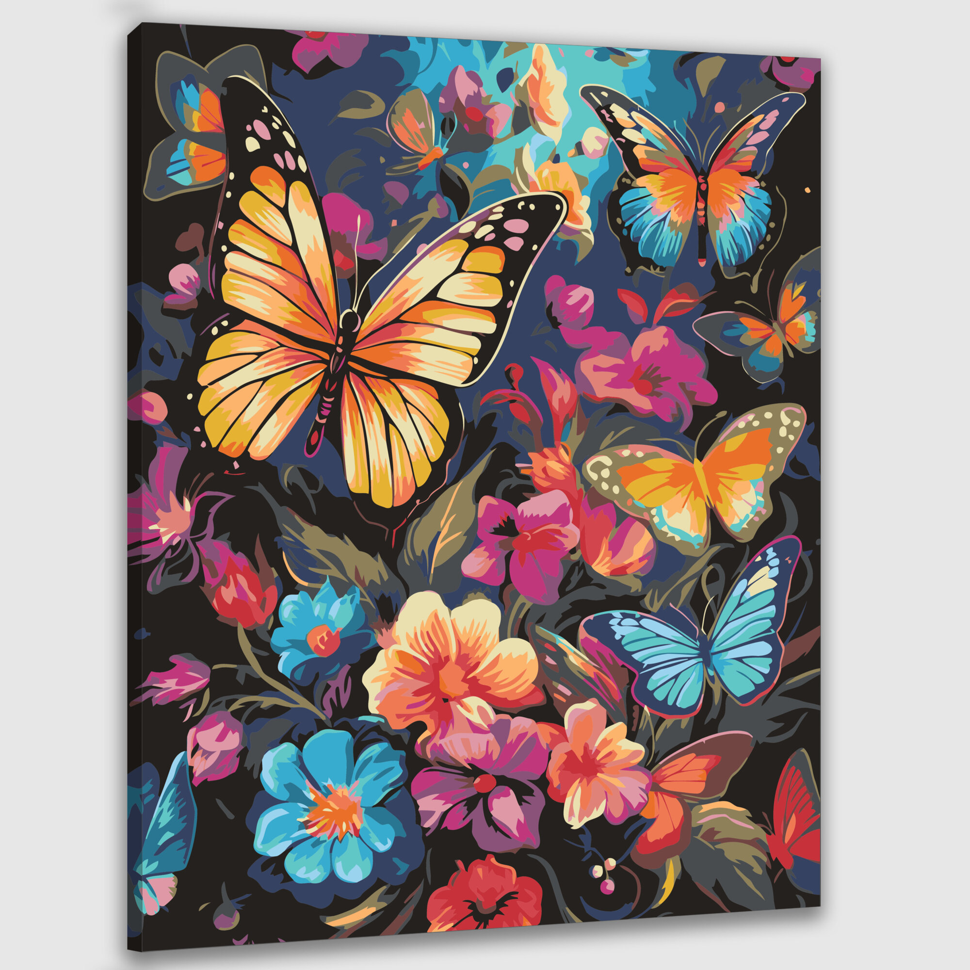 Картина по номерам 40x50 см, яркая, цифровая картина, причудливый сад, калейдоскоп, разноцветные бабочки