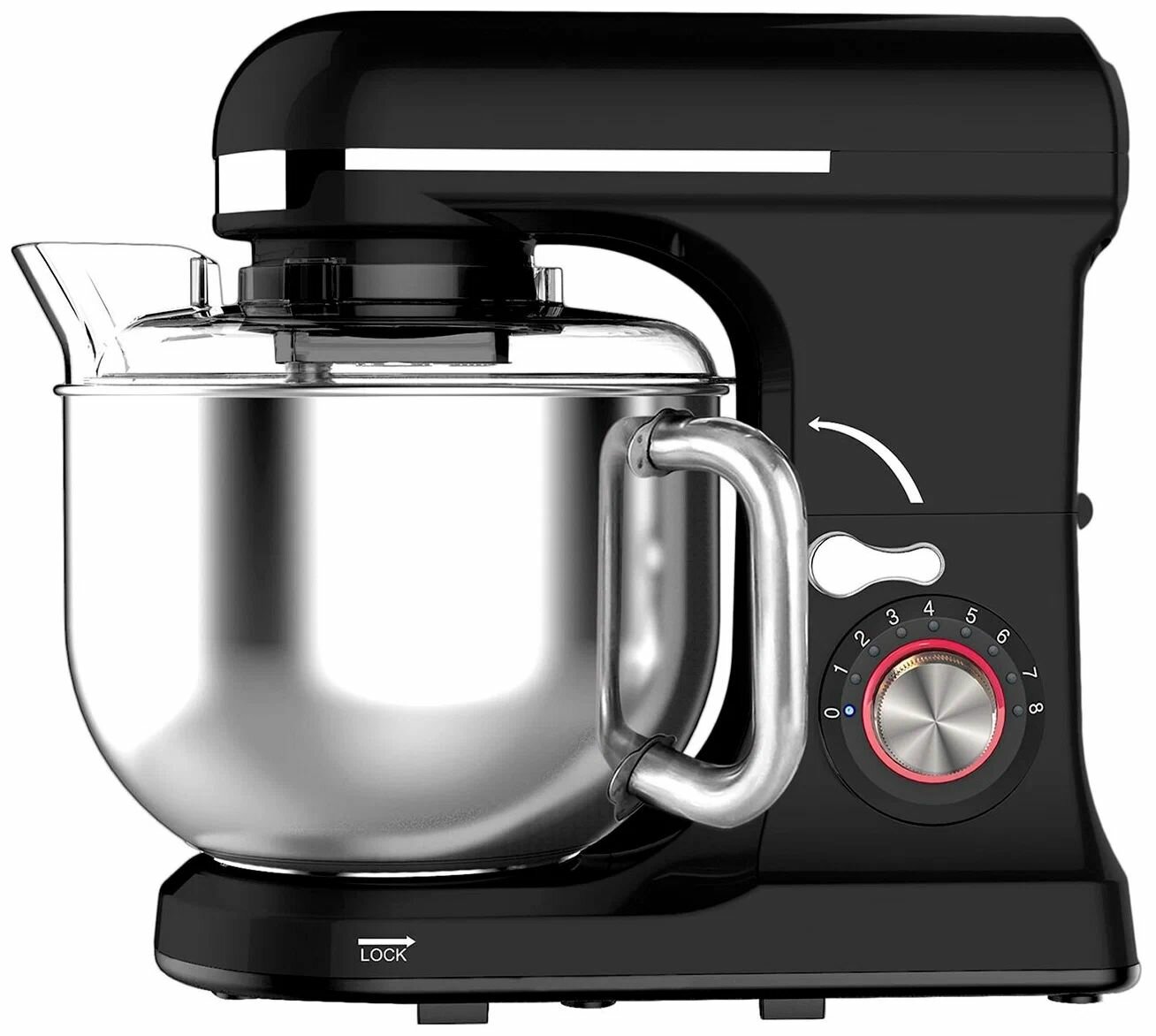 Миксер Viatto VA-SM7BPRO, планетарный, 8 скоростей, чёрный, 7 л