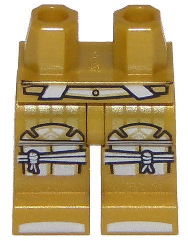 Hips and Legs with White and Gold Belt, Knee Armor Tied, and Sandals Pattern, 970c00pb0858 Pearl Gold U