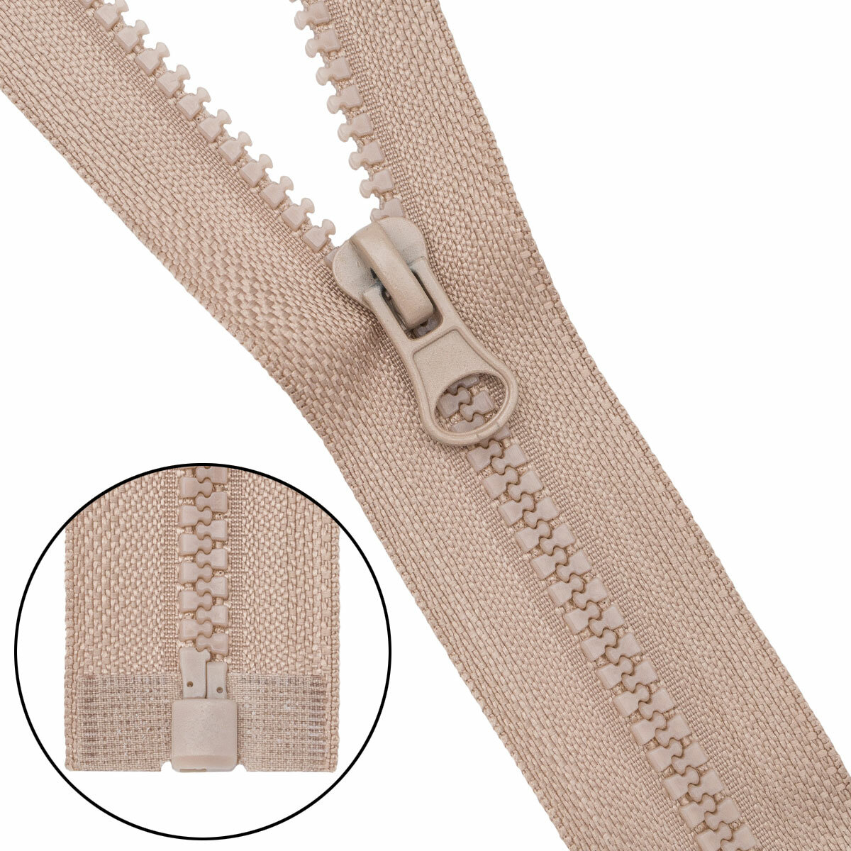 Молния разъемная тракторная т5 1 замок 40см (128 бежевый), 10 шт