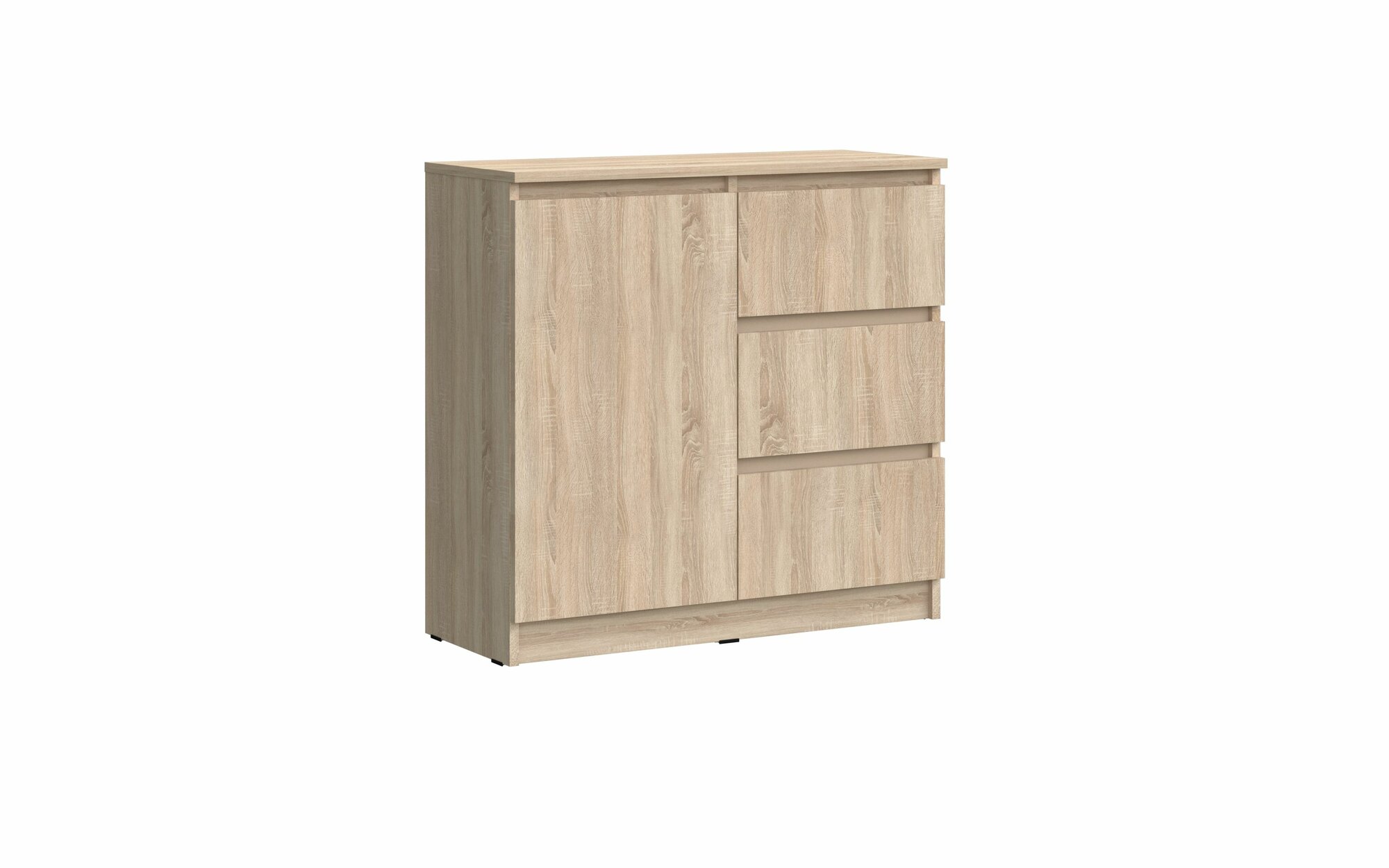 Челси Комод 800 (3 ящика 1 дверь) (Дуб сонома, дуб сонома) (Миф)