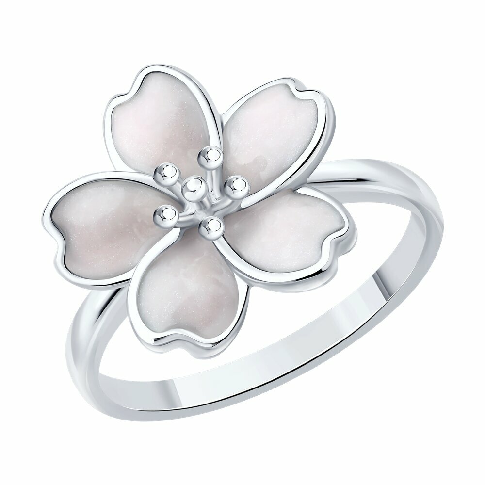 Кольцо, серебро, 925 проба, родирование, эмаль