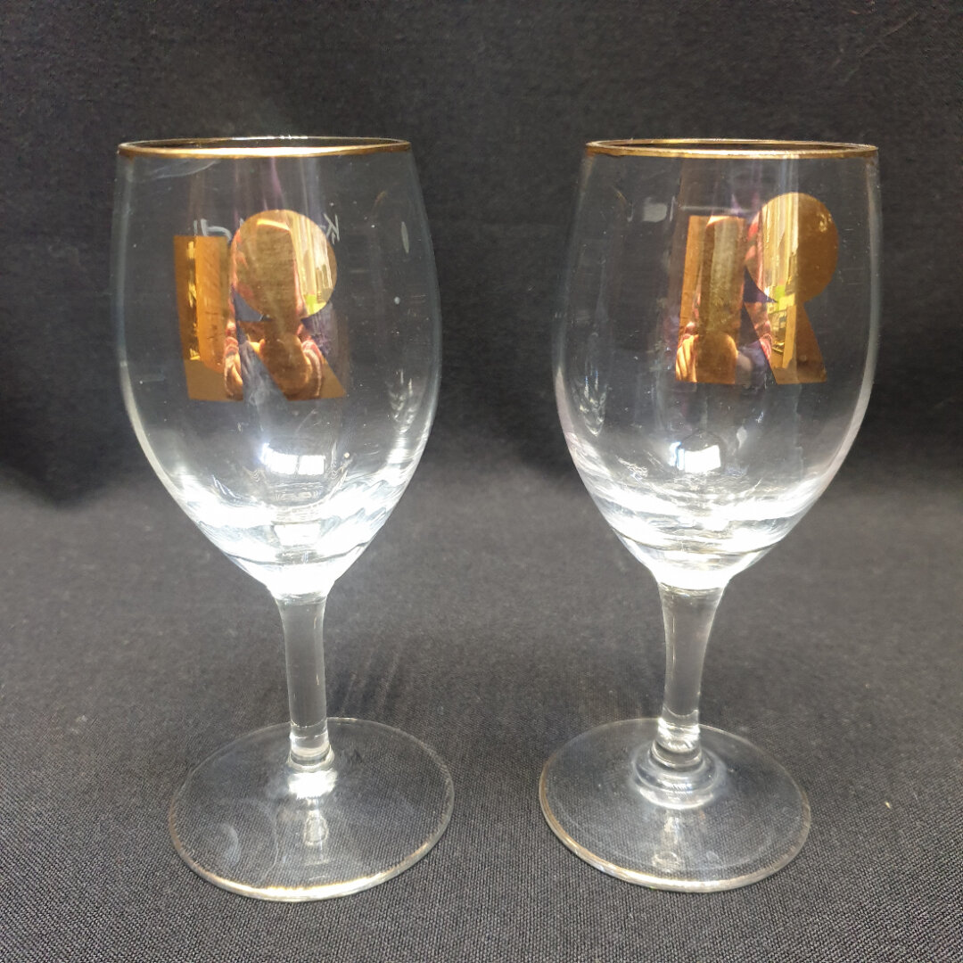 Пара бокалов, стекло, позолота, 100 мл. ГДР.