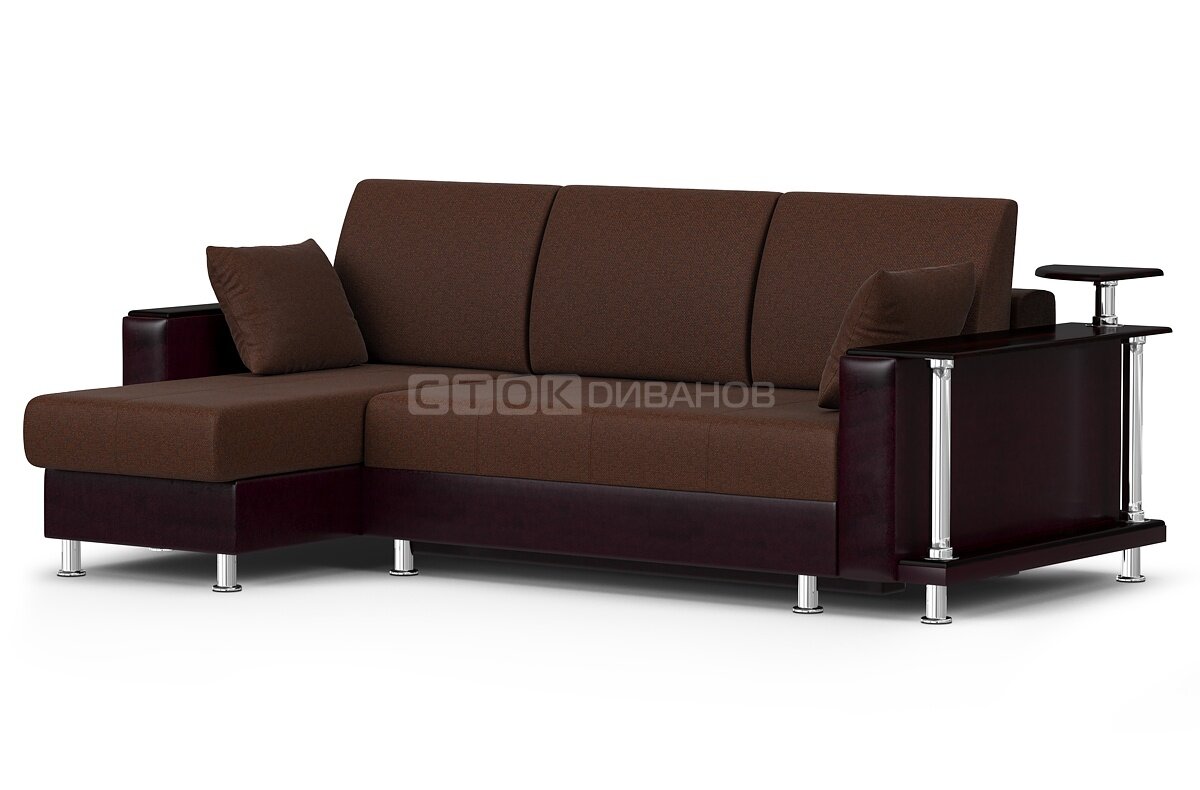 Угловой диван Сток Диванов Малибу, коричневый велюр, механизм еврокнижка