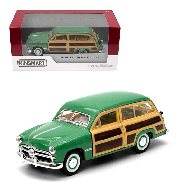 Kinsmart. Модель "Ford Woody Wagen 1949" зеленая, масштаб 1:40, инерционная