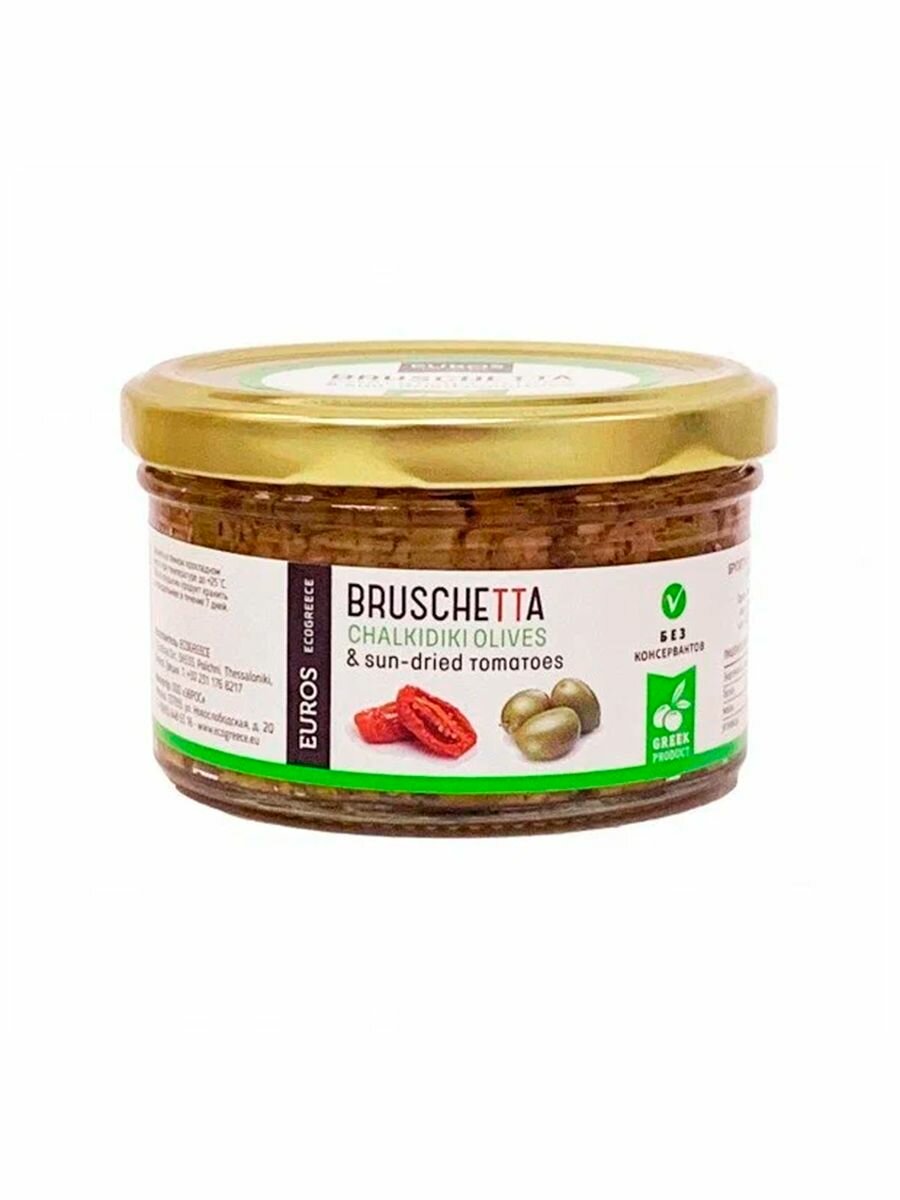 Ecogreece Брускетта из оливок Халкидики с вялеными томатом, Греция, ст. банка,150г