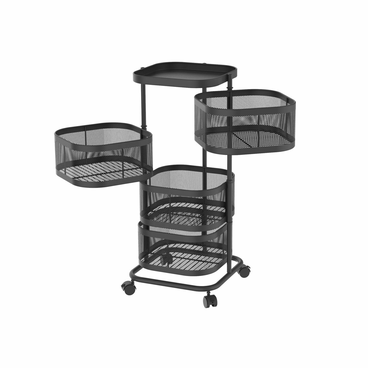 Этажерка-стеллаж на колесиках с 4 раздвижными ящиками для хранения