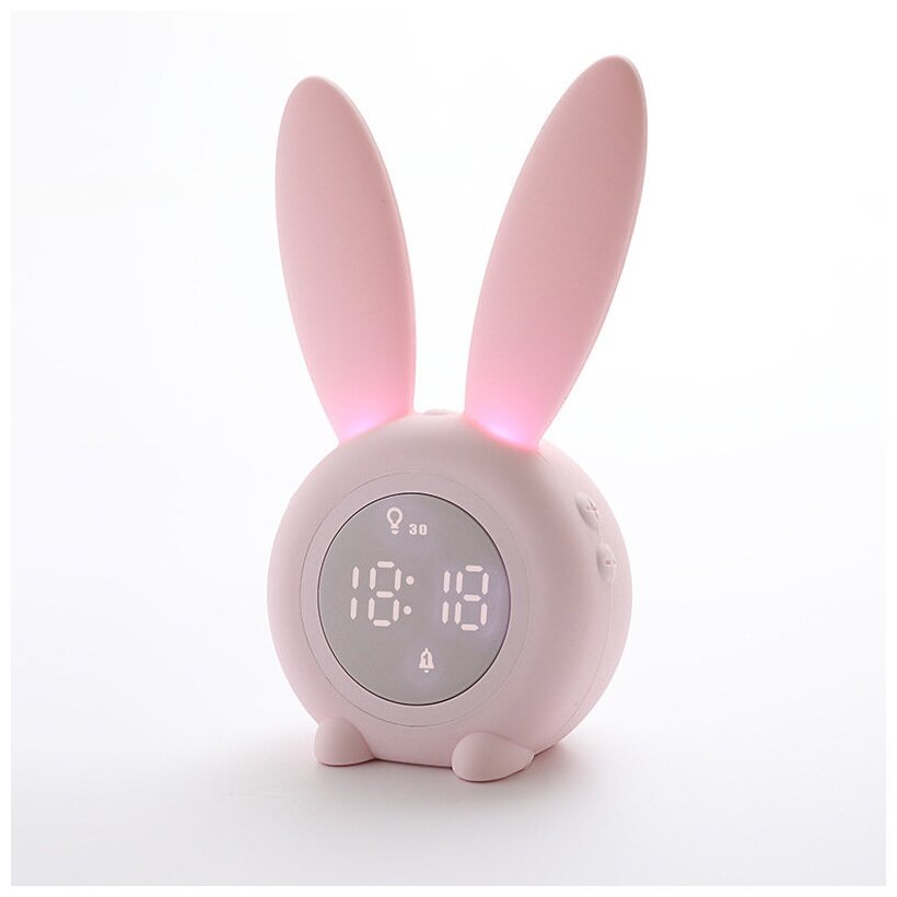 Электронные часы - будильник с подсветкой, детский ночник, умный будильник для детей, розовый