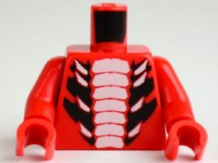 Torso Ninjago Snake with White and Large Black Scales Pattern / Red Arms / Red Hands, 973pb1038c01 Red U