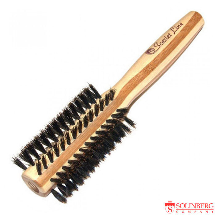 Расческа Scarlet Line BB 20, натуральная щетина, круглая, бамбуковая, 20 мм