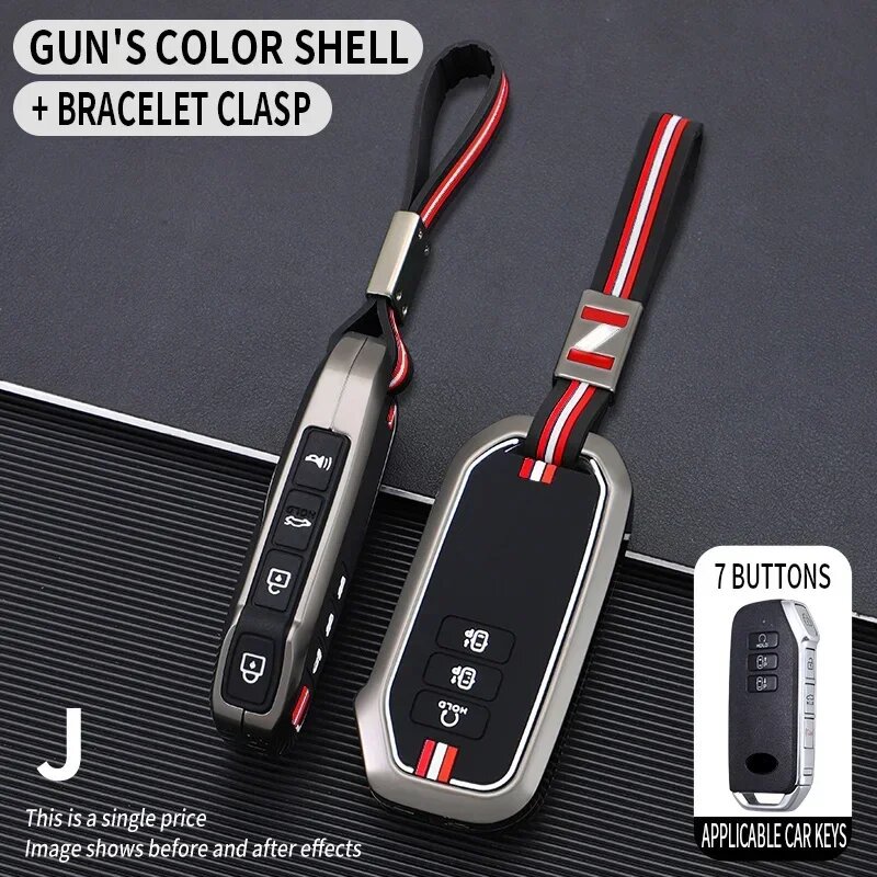 7-кнопочный чехол для автомобильного ключа для KIA Sorento MQ4 Seltos Sportage NQ5 GT LINE K5 DL3 Carnival EV6 K8 V6, чехол для ключей, аксессуары для брелока J1-Black-1 piece