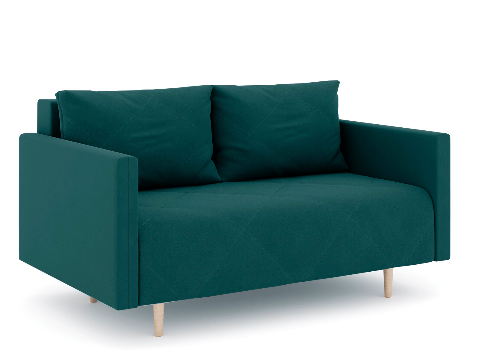 Диван DiHall Мили мини, прямой, с подлокотниками, велюр, изумрудный, 2-местный