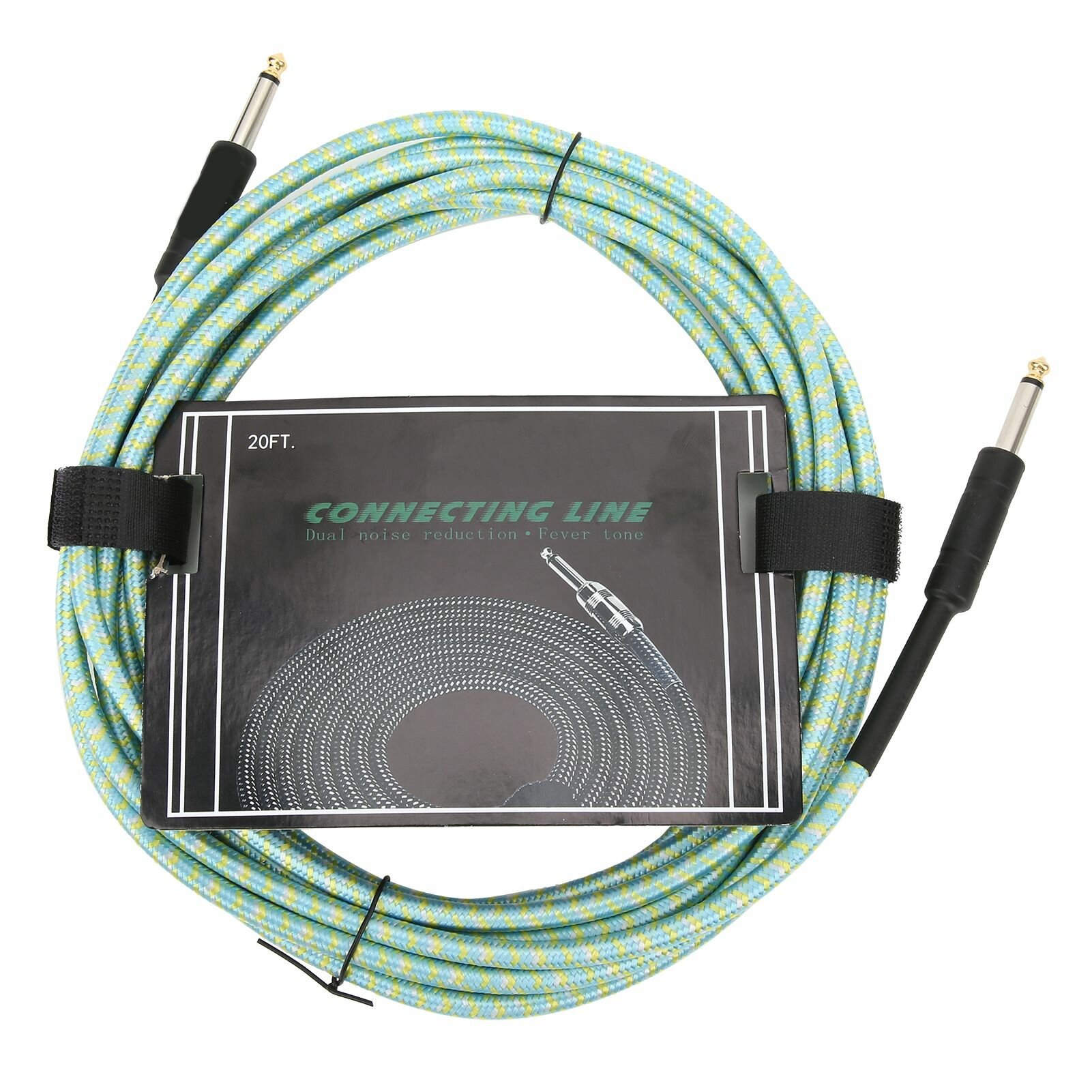 Кабель для музыкальных инструментов, плетеный экранирующий аудиоудлинитель с никелированной вилкой, 6 метров (зеленый)