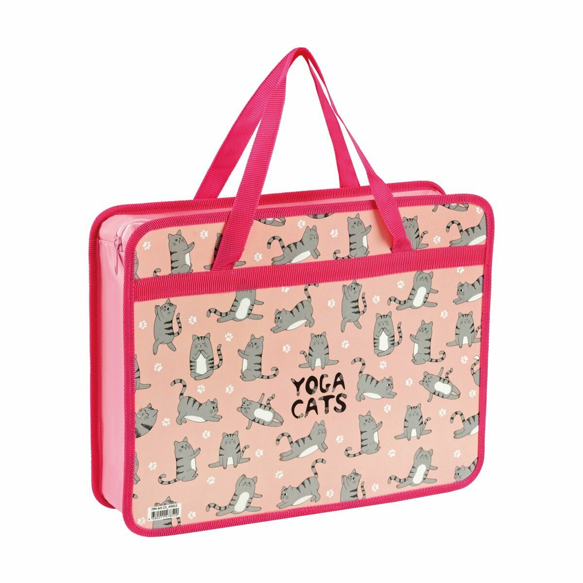Папка с ручками А4 ArtSpace "Yoga cats", пластик, на молнии, 80мм (ПМ-А4-25_49852)