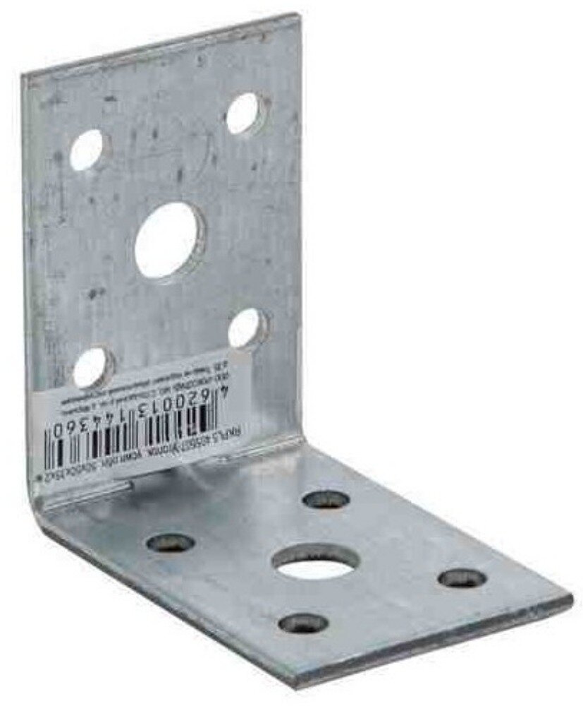 Крепежный уголок Rock Solid Connection / Рок Солид Конекшн усиленный, из оцинкованной стали, серый, 50х50х35х2мм / строительство и ремонт