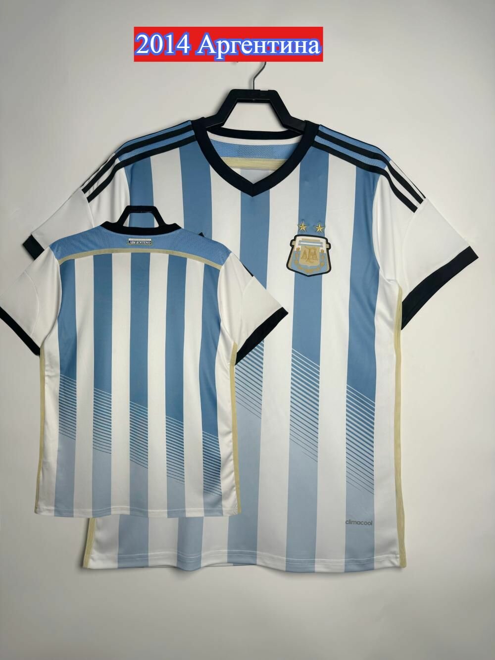 Ретро: Форма футбольная 2014 Аргентина Домашний стадион Короткие рукава идеальное снаряжение для памятного матча Месси Марадона