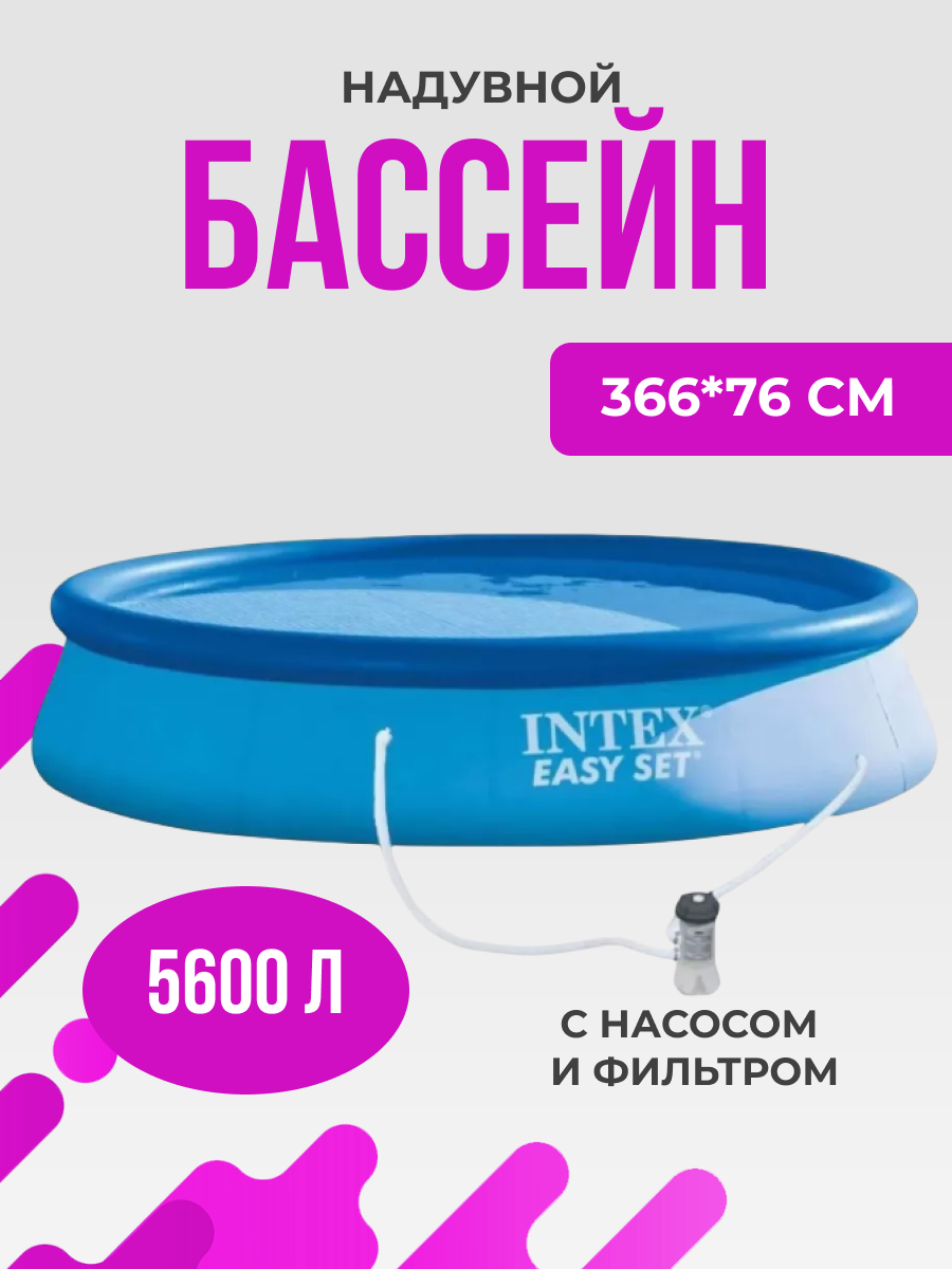 Надувной бассейн Intex Easy Set Pool (28132/56422), круглый , синий