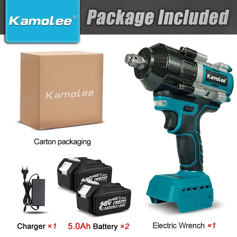 Беспроводной ударный гайковерт Kamolee DTW800 2100 Нм 2x5.0Ah Bat Carton