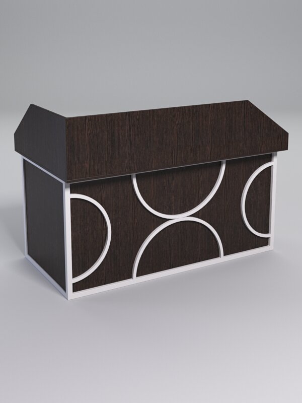 Стол эргономичный офисный СЭ-18А (правосторонний) с экраном "стронг" в стиле лофт декор №1, Дуб Венге + металлический каркас Белый