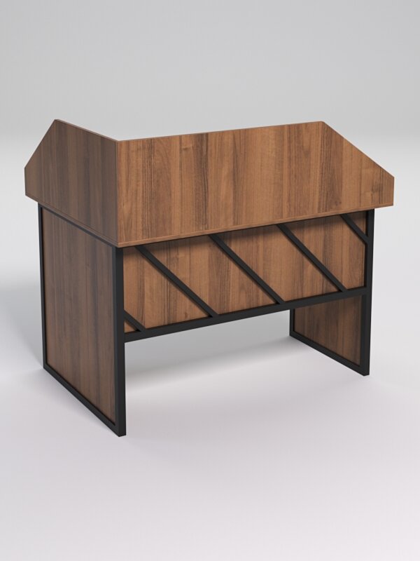 Стол эргономичный офисный СЭ-16 (правосторонний) с экраном "стронг" в стиле лофт декор №2, Орех