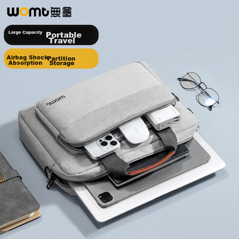 WOMT Large Capacity Laptop Bag 13/14 Inch Handheld Shoulder Bag Compatible with Apple, Huawei, Xiaomi, Lenovo Xiaoxin, ASUS, Dell, Microsoft ThinkPad Laptops for Men And Women