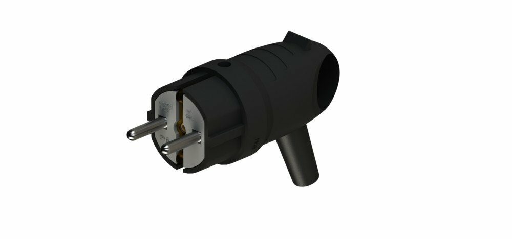 Systeme Electric MultiSet Черная Вилка 2К+З угловая каучуковая 16А/250В IP44, MST1102BK