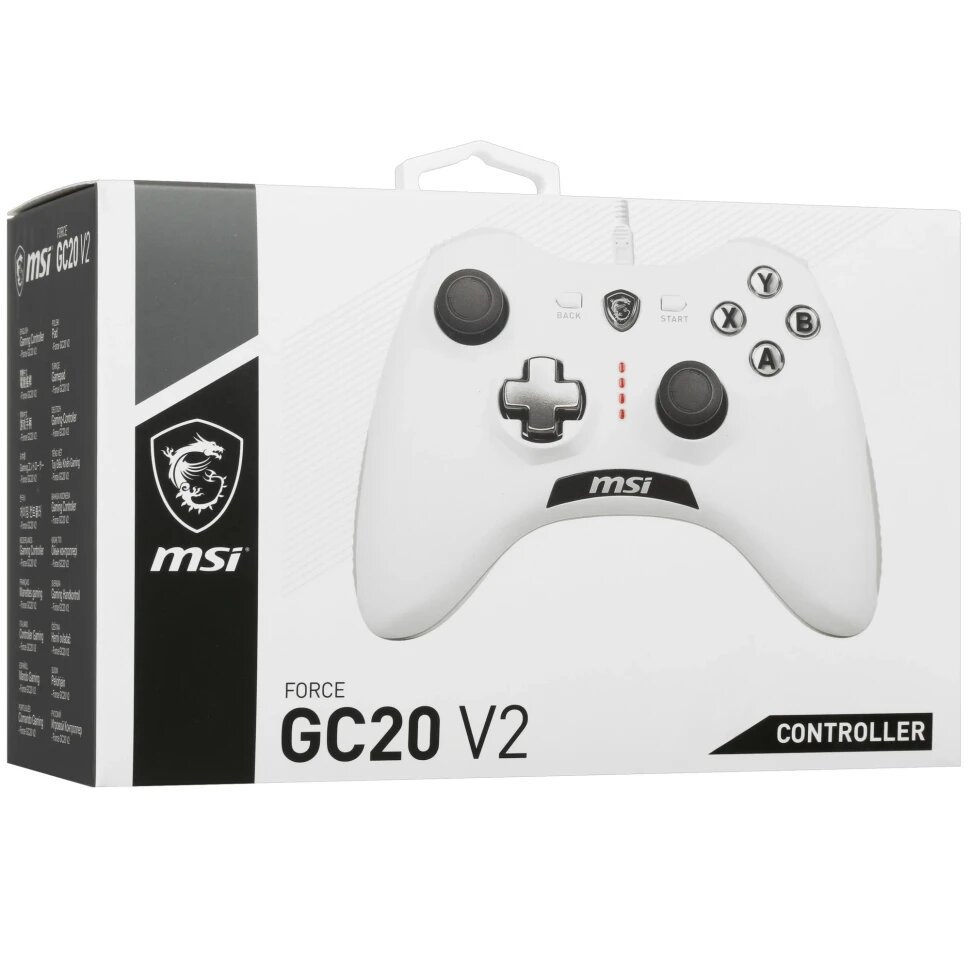 Геймпад проводной MSI Force GC20, for Android, PC, PlayStation 3, белый