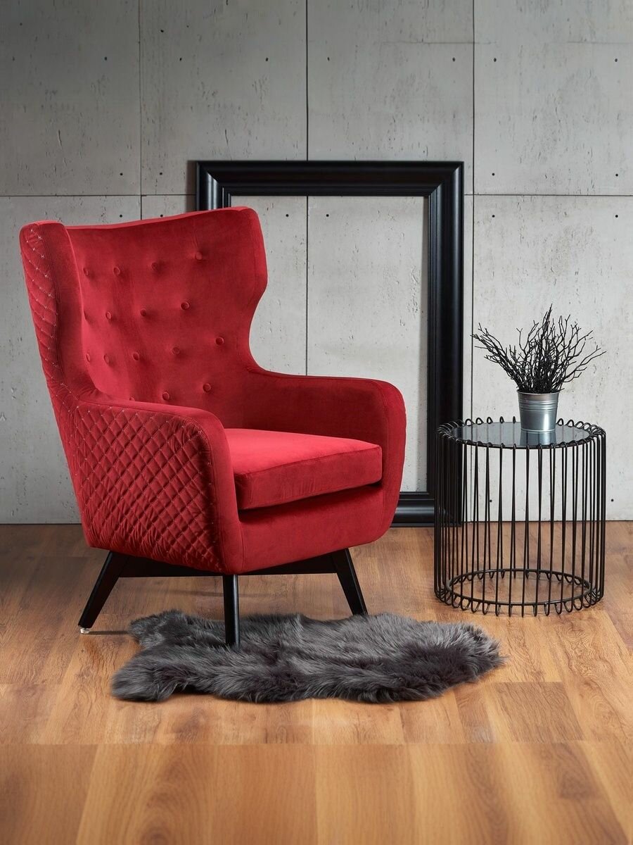 Кресло для отдыха HALMAR MARVEL бархатная ткань HLR (бордовый/черный)