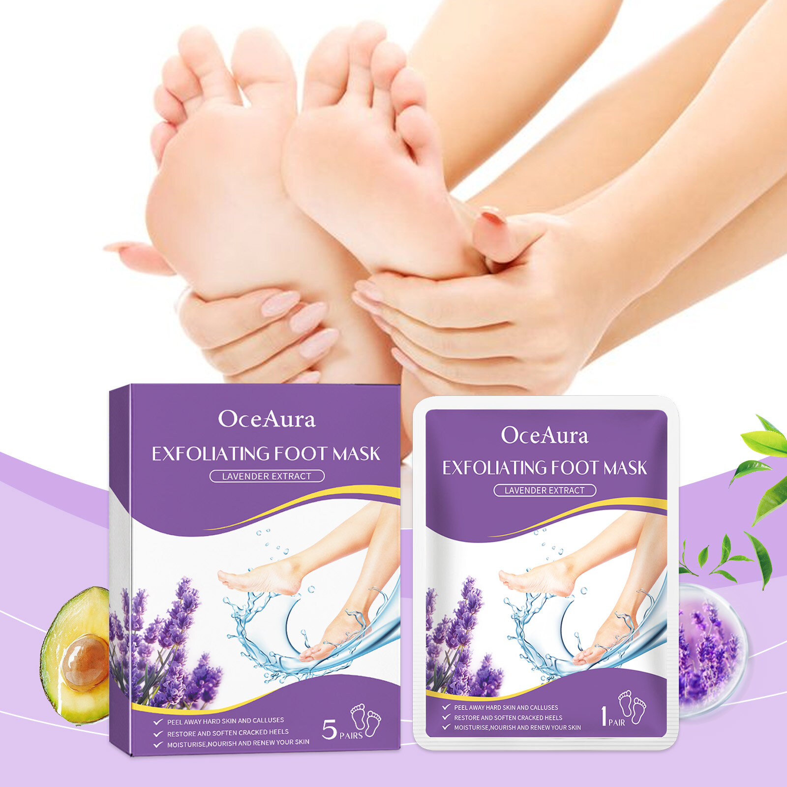 Лавандовая маска для ног уход за ногами нежная увлажняющая отшелушивающая кожу одноразовая маска для ног