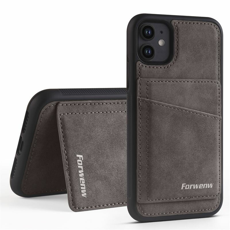 Чехол с картой кожаный для Apple iPhone 12 / iPhone 12 Pro с картхолдером / противоударный / цветной