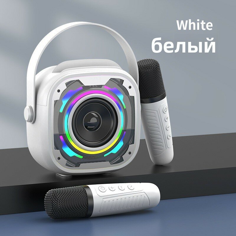 Музыкальный центр с караоке и Bluetooth, микрофон, портативный, с подсветкой, для дома и вечеринок