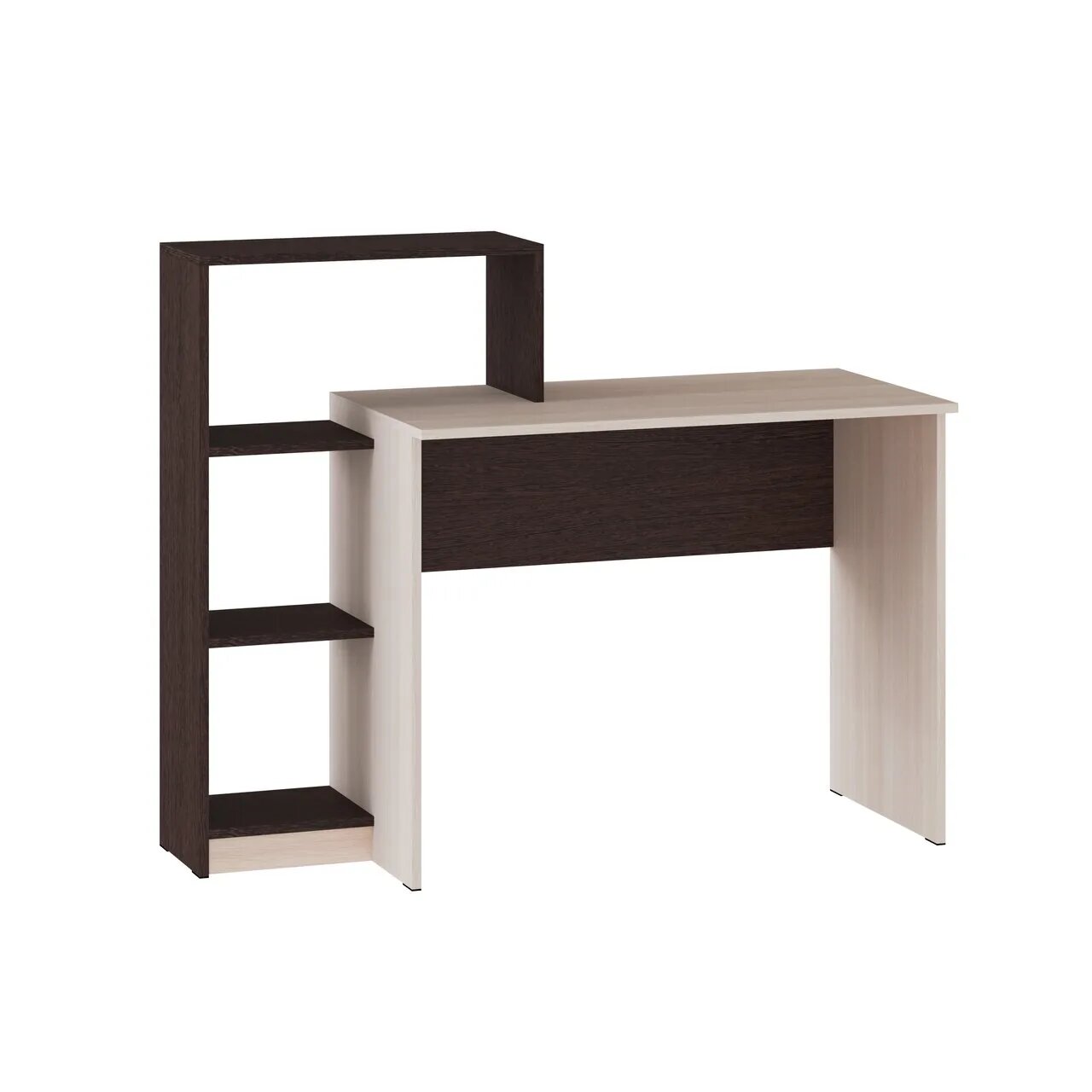 Стол компьютерный с полками «Квартет-2» ЛДСП (Венге/Дуб молочный) 125х50х102