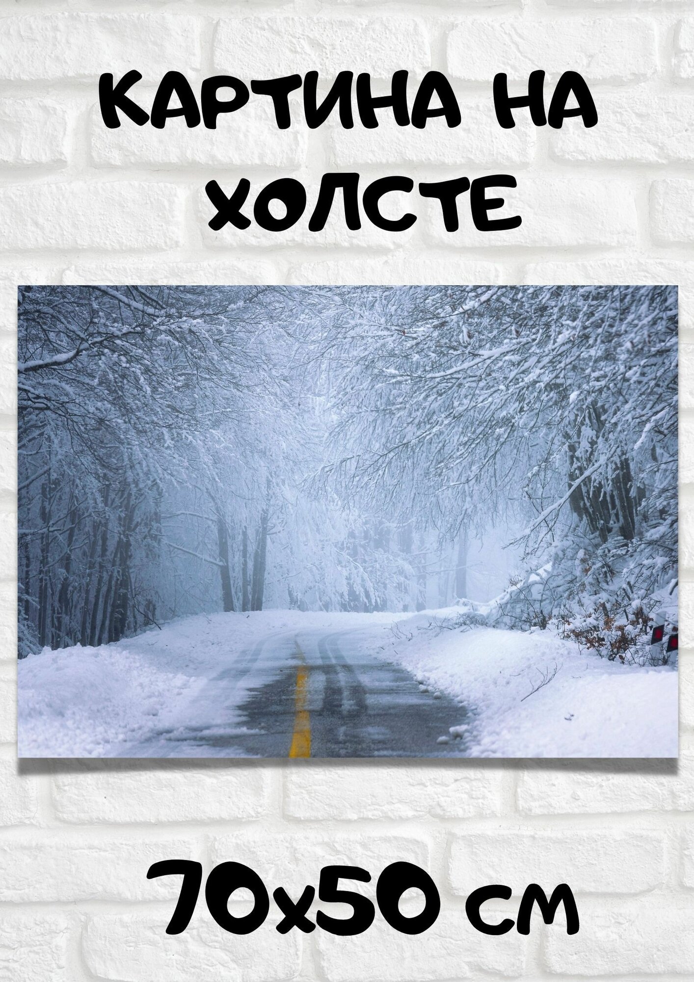 Картина снежная дорога / Фотокартина с заснеженной дорогой