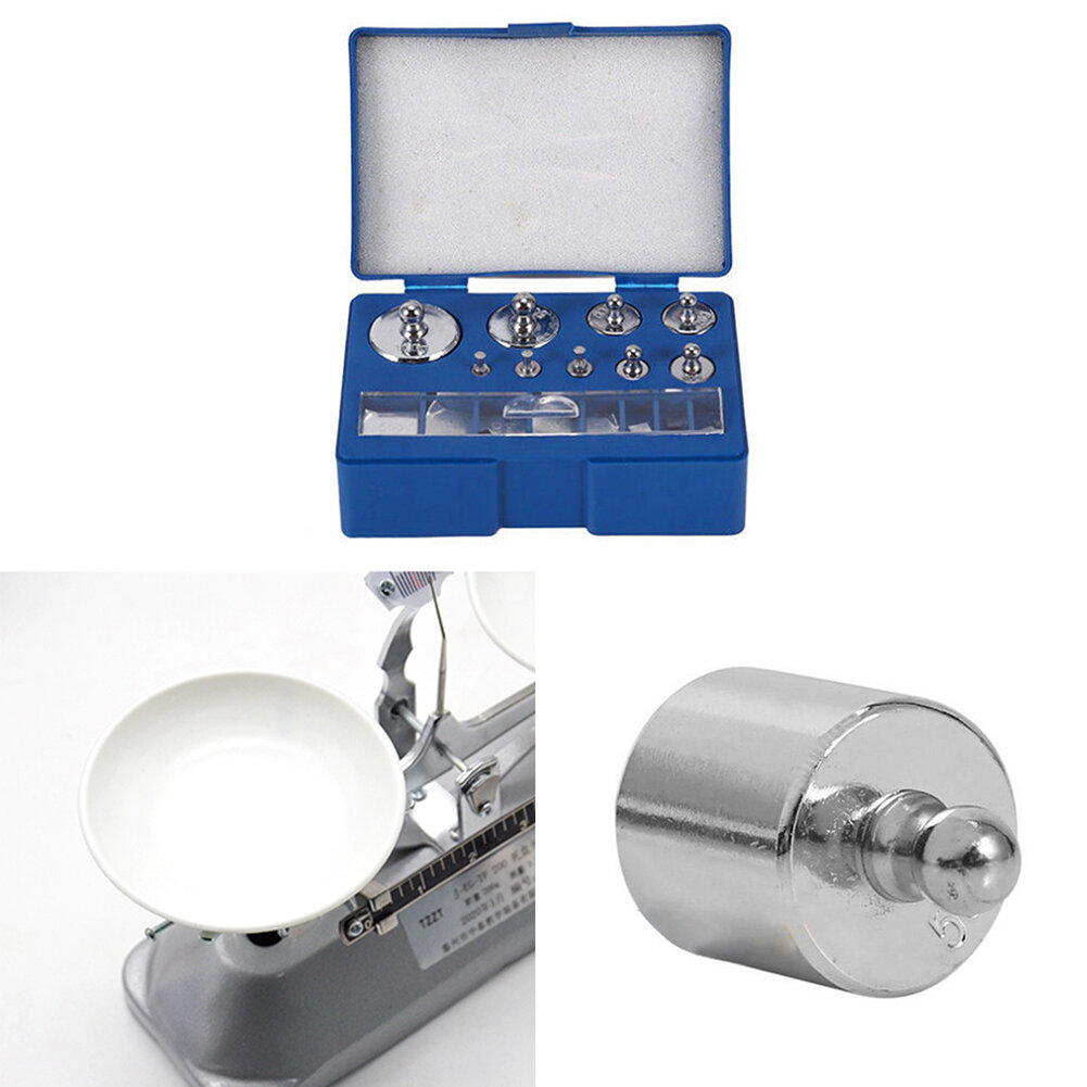 Набор гирь из хромированной стали, 17 штук, диапазон от 10 мг до 100 г, общая масса 200 г