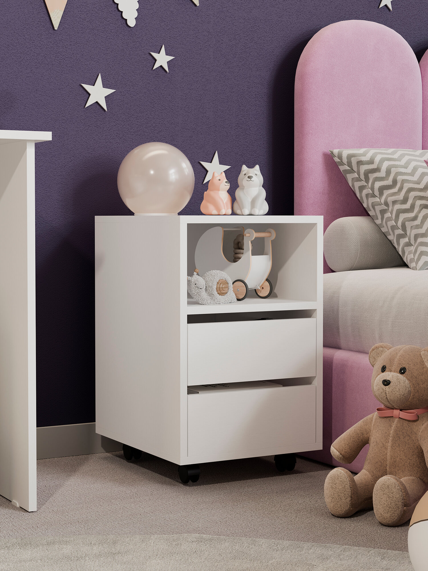 Тумба выкатная "Вайт" ТриЯ белый ясень ШхГхВ 35 см x 44 см x 56 см